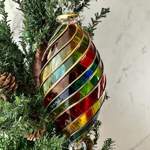 Multi Color Oval Shape Stem Ornament - Egyptian Hand Blown Glass ...