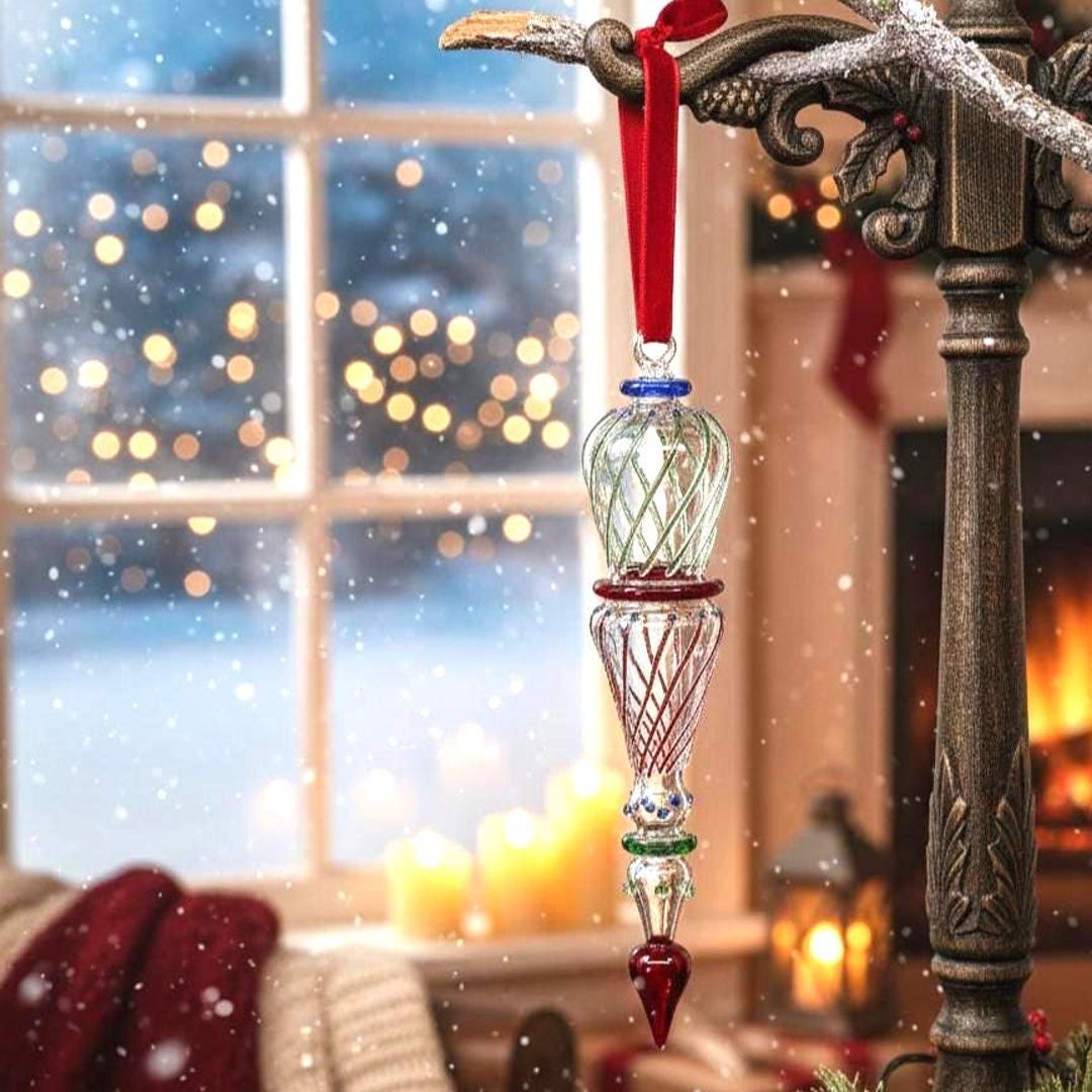 Multi Color Scepter Ornament Egyptian Hand Blown Glass With 14K Gold ...
