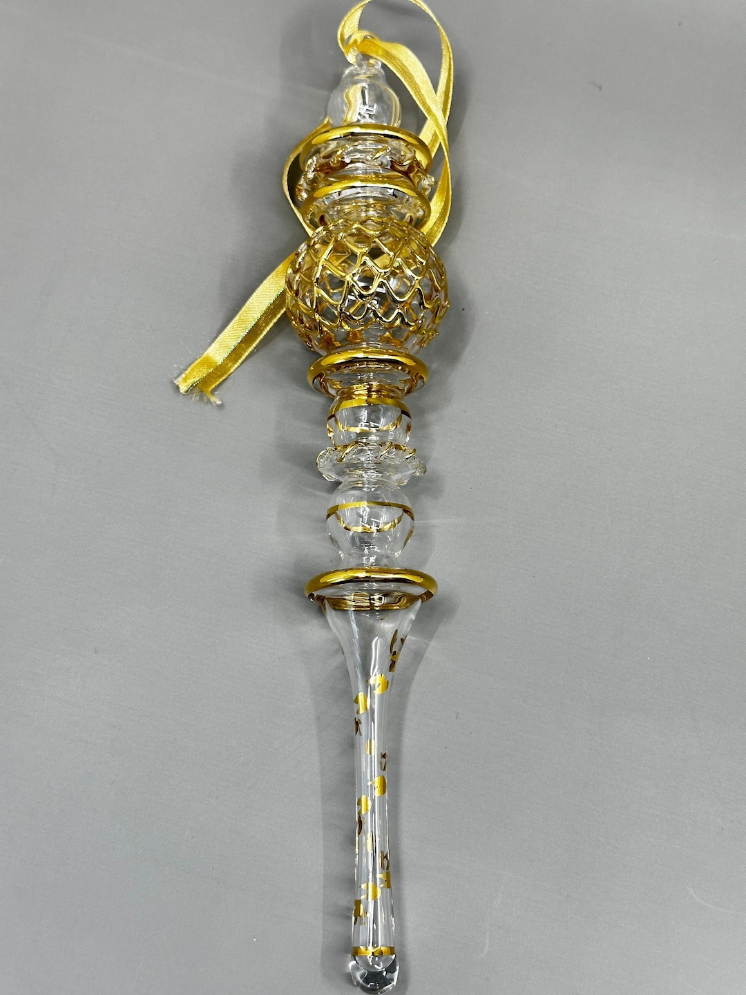 Glass Globe Teardrop Scepter Ornament, Egyptian Hand Blown Glass Icicle ...