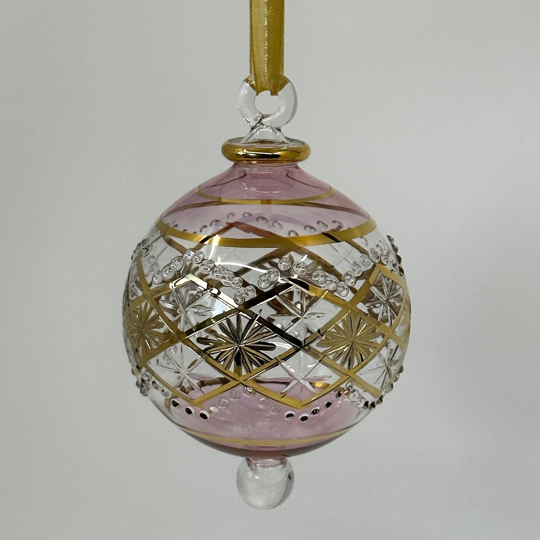 Large Glass Balls Christmas Ornaments Hand Painted Gold Star Design ...