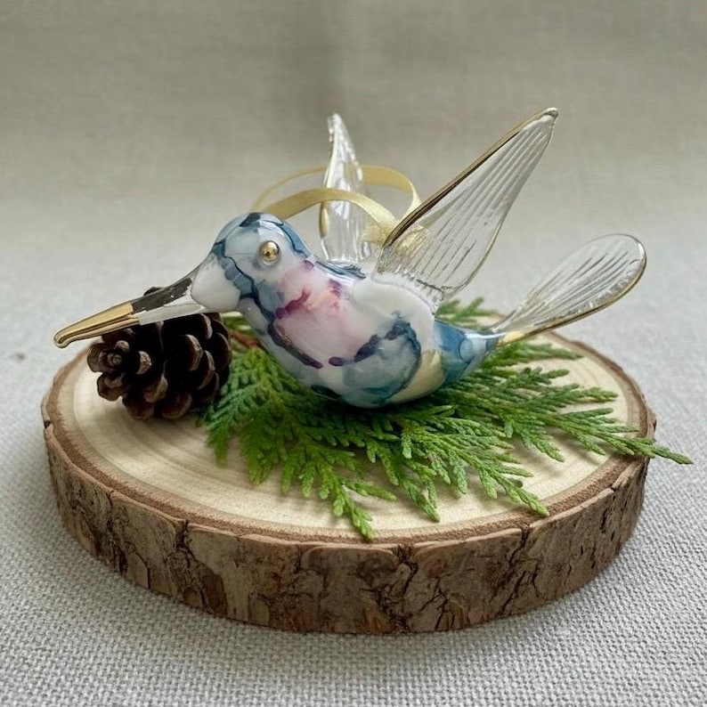 Mouth Blown Glass Hummingbird Ornament | Egyptian Artistry Christmas ...