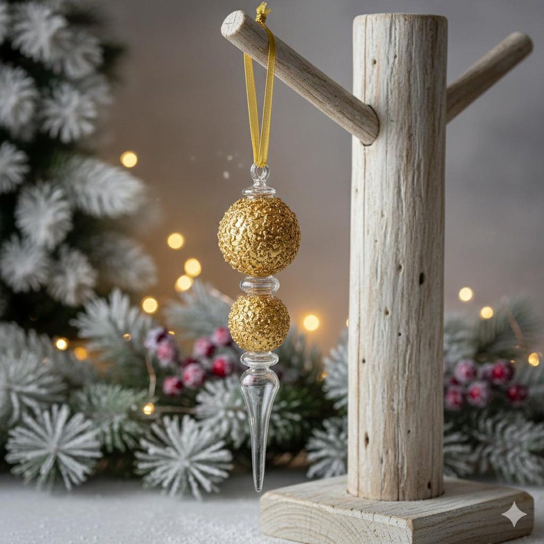 Hand Blown Egyptian Granular 2 Gold Ball Baton W/ Crystal Teardrop Base ...