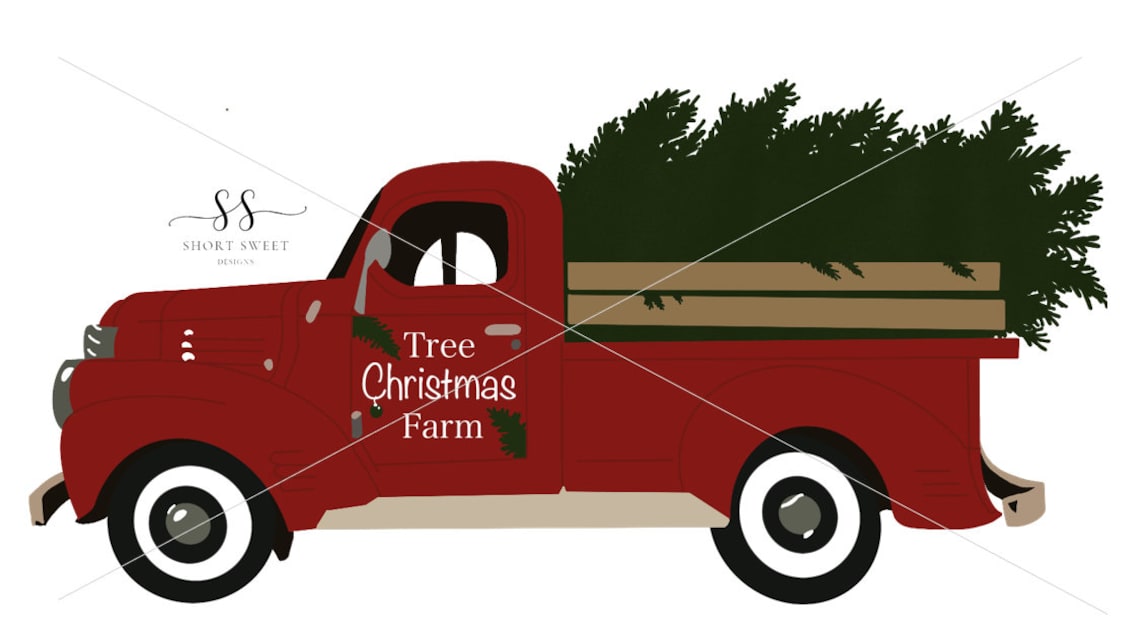 Christmas Tree Truck Clipart Decal Vector Digital Download - Etsy