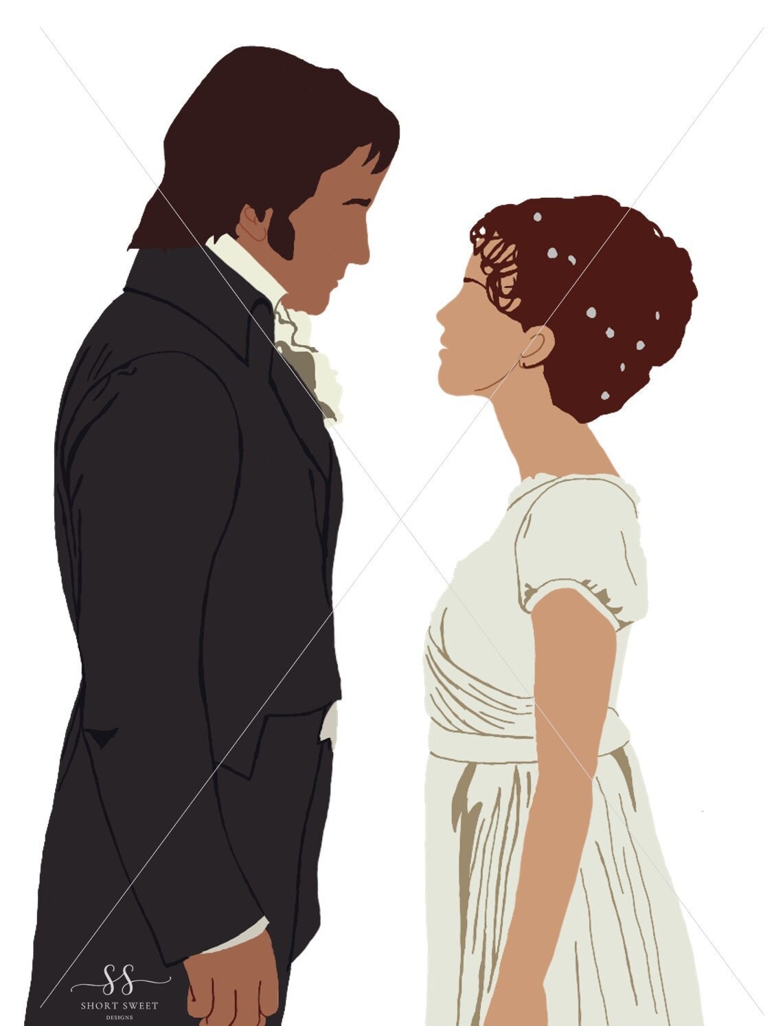 Orgulho e Preconceito - Elizabeth e Mr Darcy Dançando - Silhueta ...