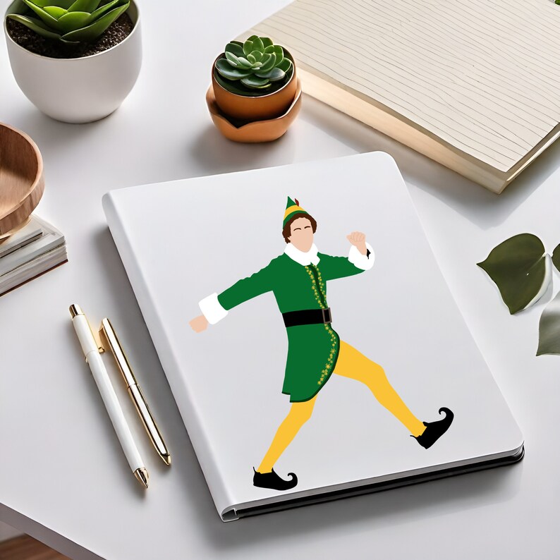 Buddy the Elf Walking- Christmas Silhouette, Clipart, Decal, Vector ...