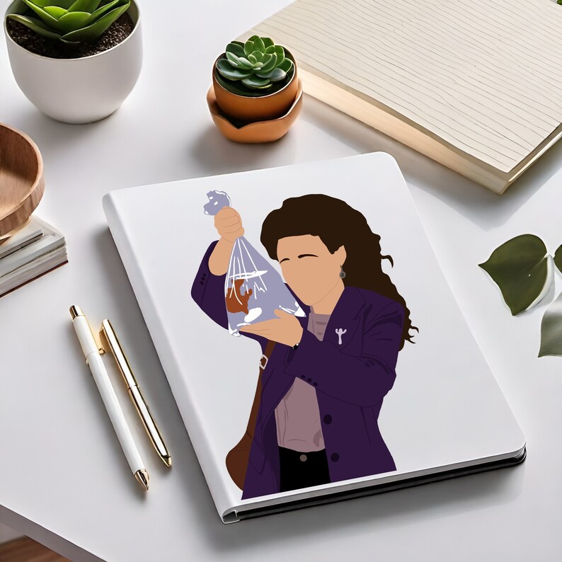 Seinfeld Elaine With Fish in Parking Lot Silhouette, Clipart, Decal ...