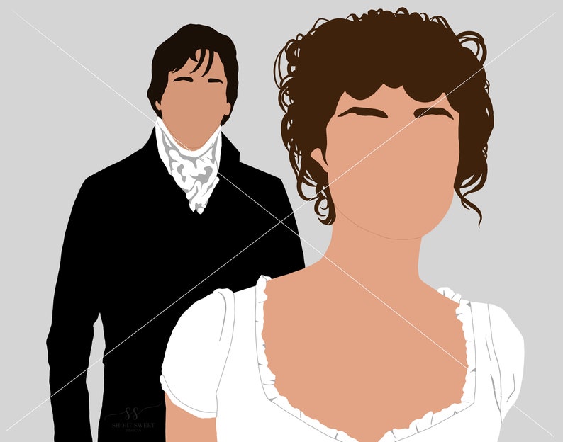 Darcy Following Elizabeth - Pride & Prejudice Silhouette, Clipart ...