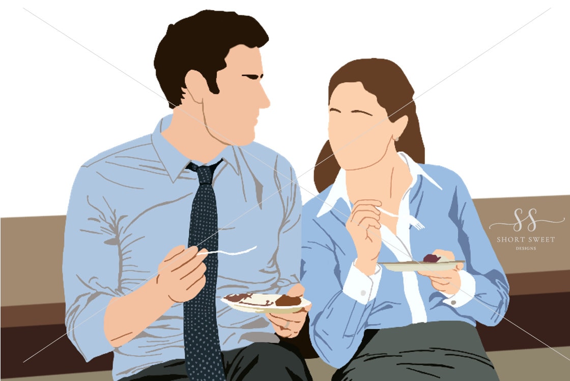 Jim y Pam Pie La silueta de la oficina Clipart Calcomanía - Etsy México