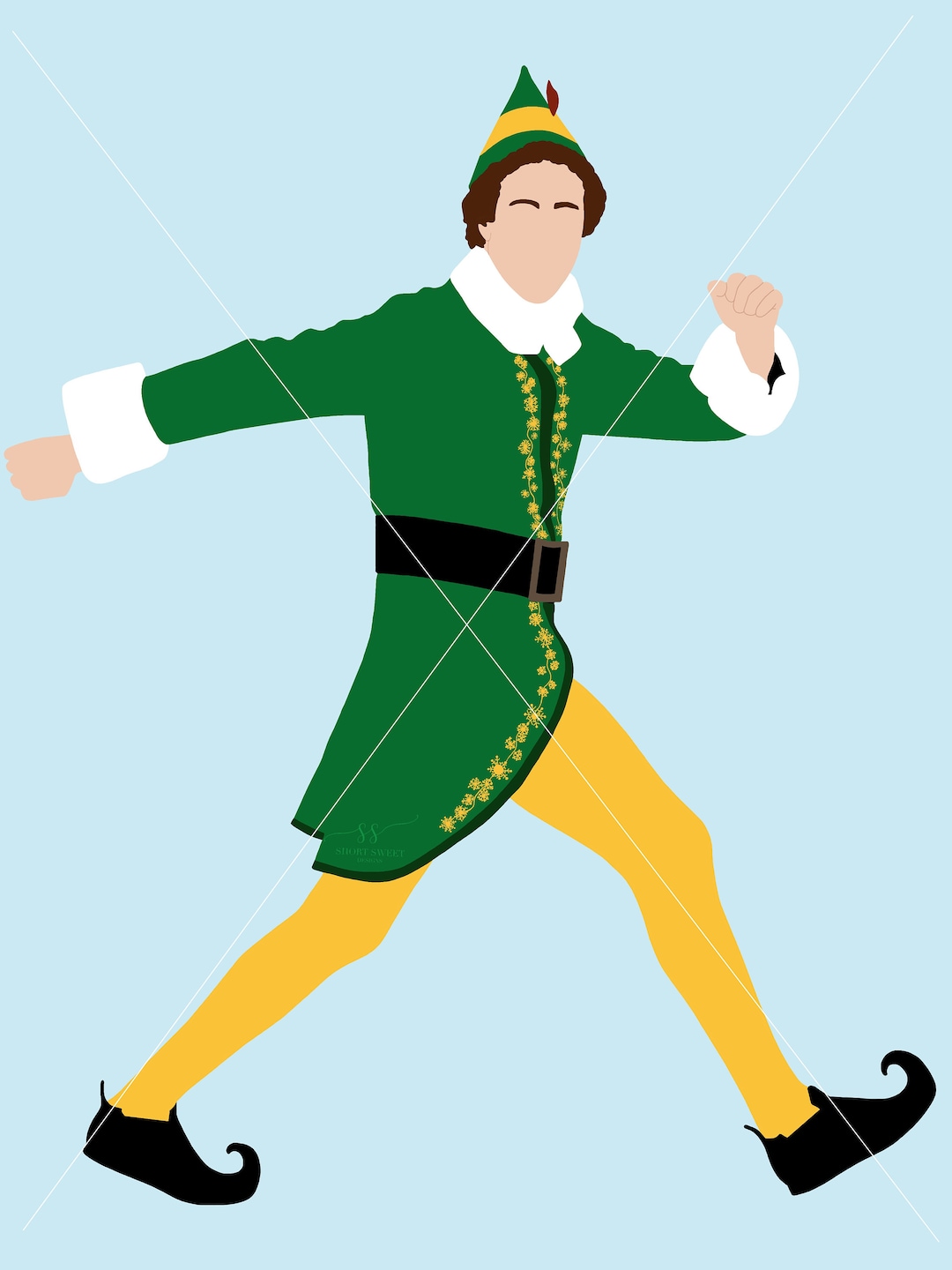 Buddy the Elf Walking- Christmas Silhouette, Clipart, Decal, Vector ...