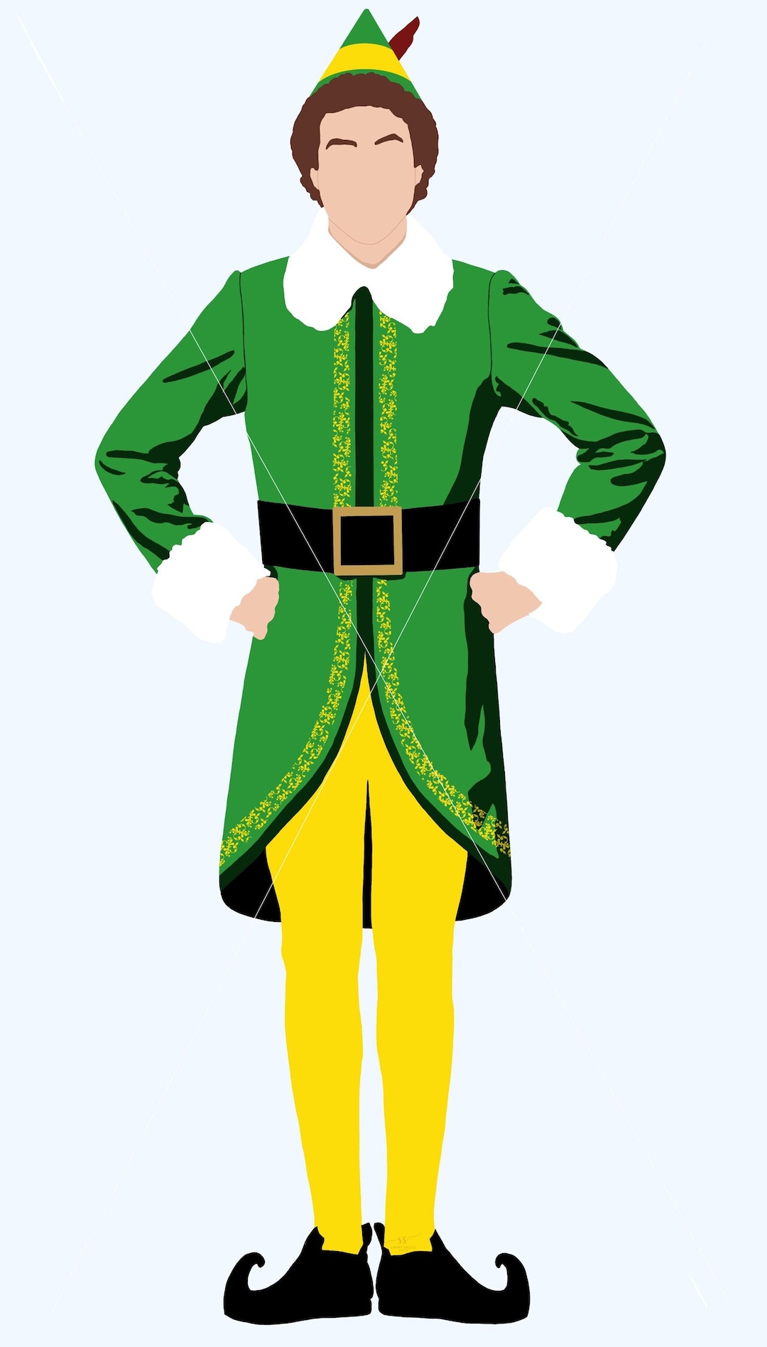 Buddy the Elf Standing- Christmas Silhouette, Clipart, Decal, Vector ...