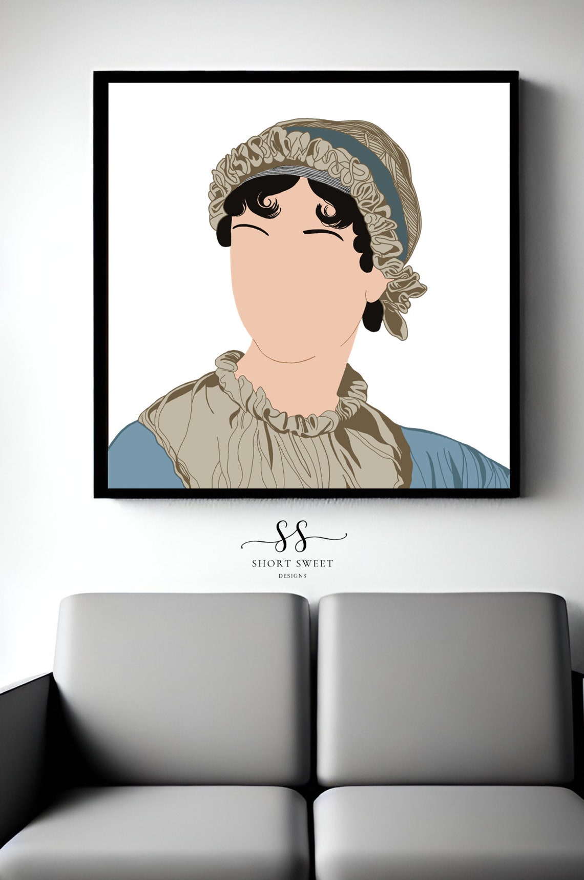 Jane Austen Portrait Silhouette, Clipart, Decal, Vector- Digital ...