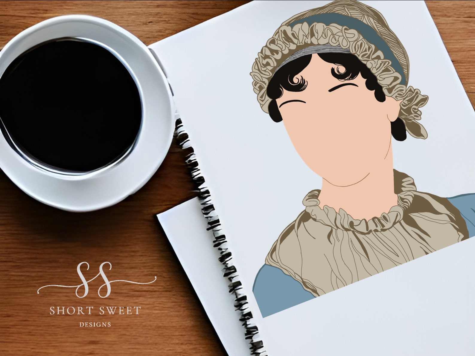 Jane Austen Portrait Silhouette, Clipart, Decal, Vector Digital ...