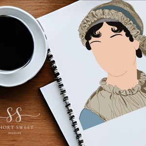 Jane Austen Portrait Silhouette, Clipart, Decal, Vector- Digital ...