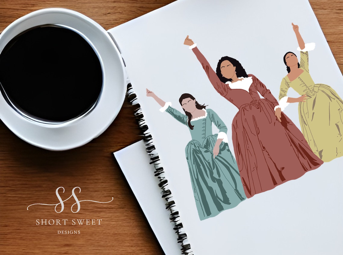 Hamilton Schuyler Sisters Silhouette, Clipart, Decal, Vector Digital ...