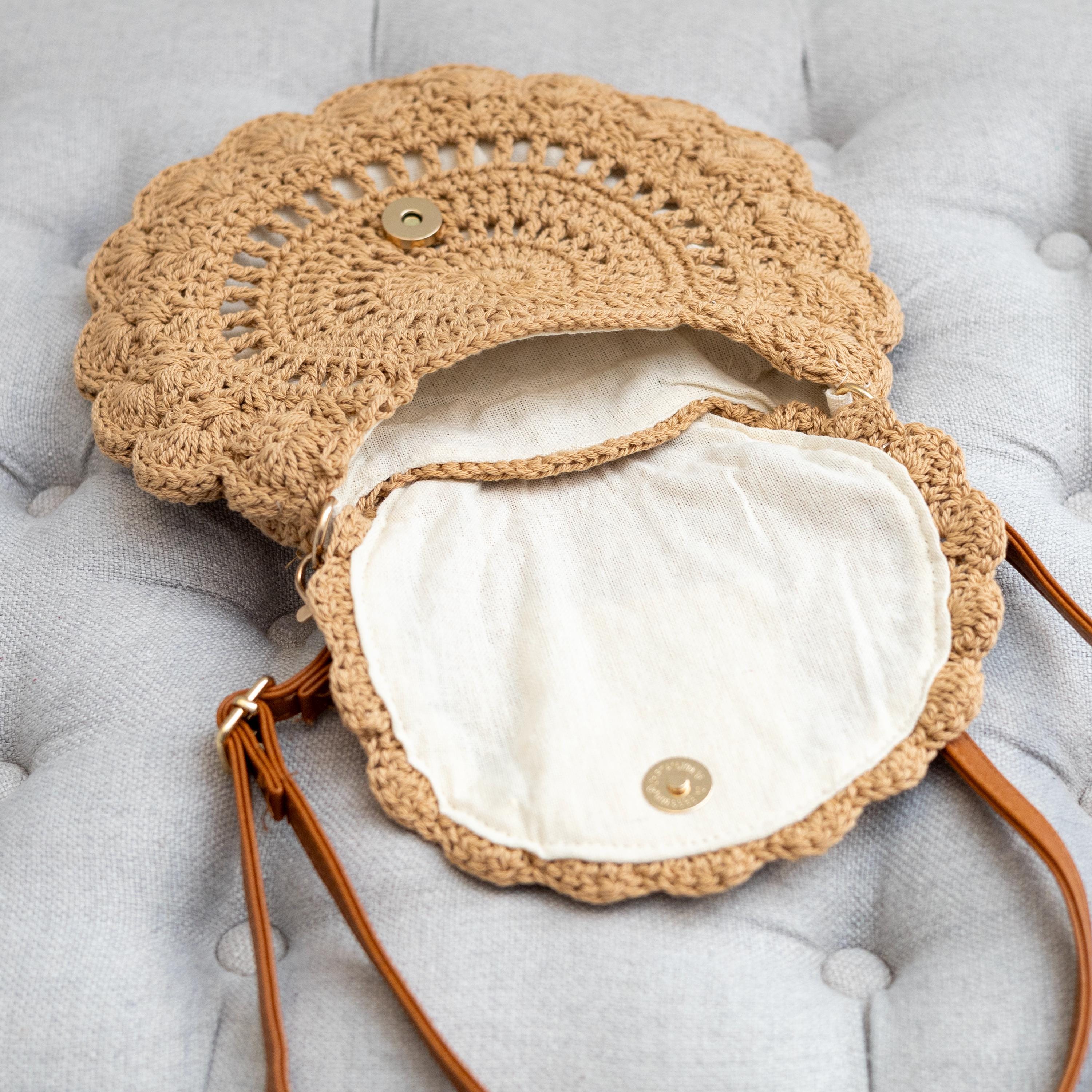 Boho Crochet Crossbody Bag – Handmade Purse With Synthetic Leather ...