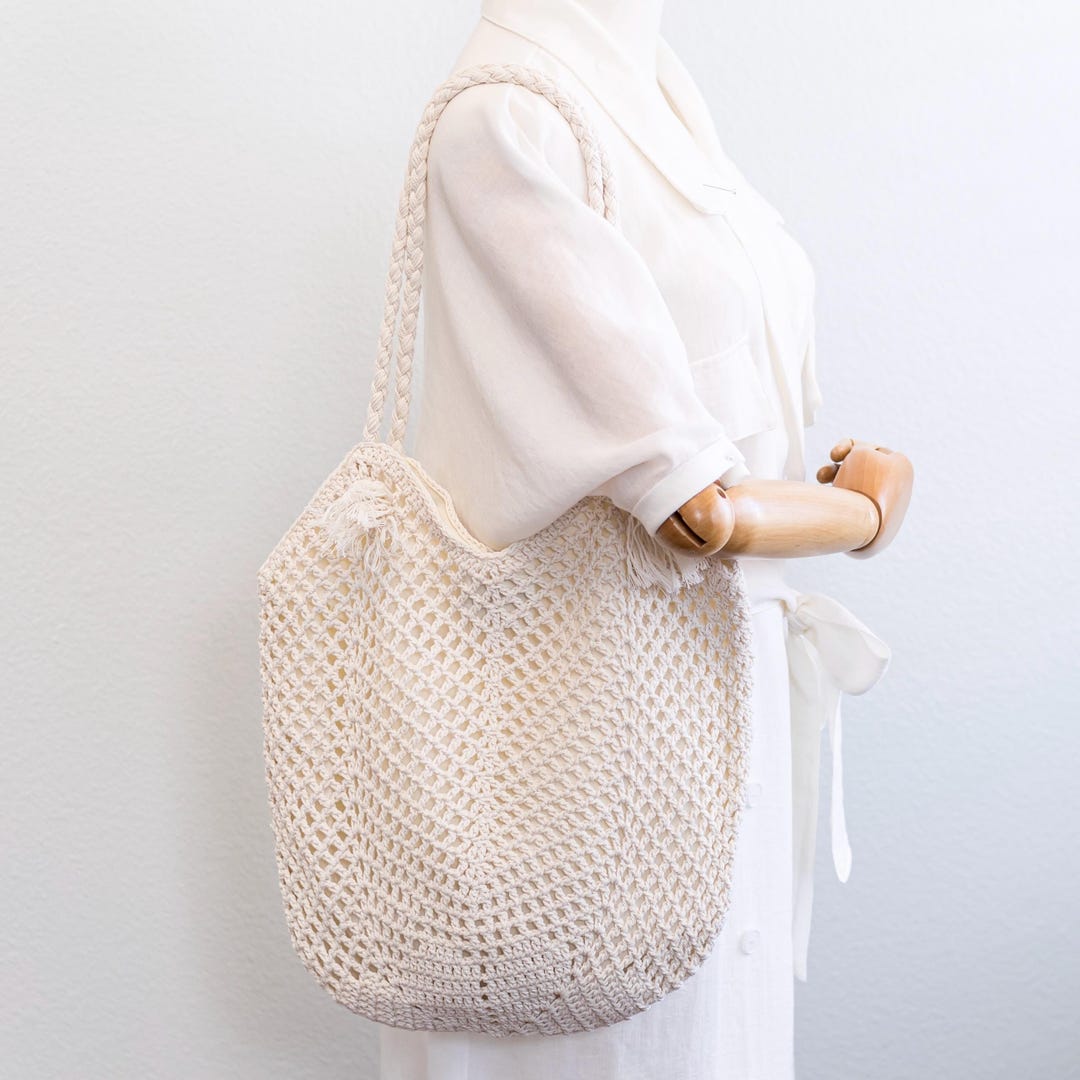 Handmade Crochet Retro Tote Bag – Vintage Style Boho Shoulder Bag - Etsy