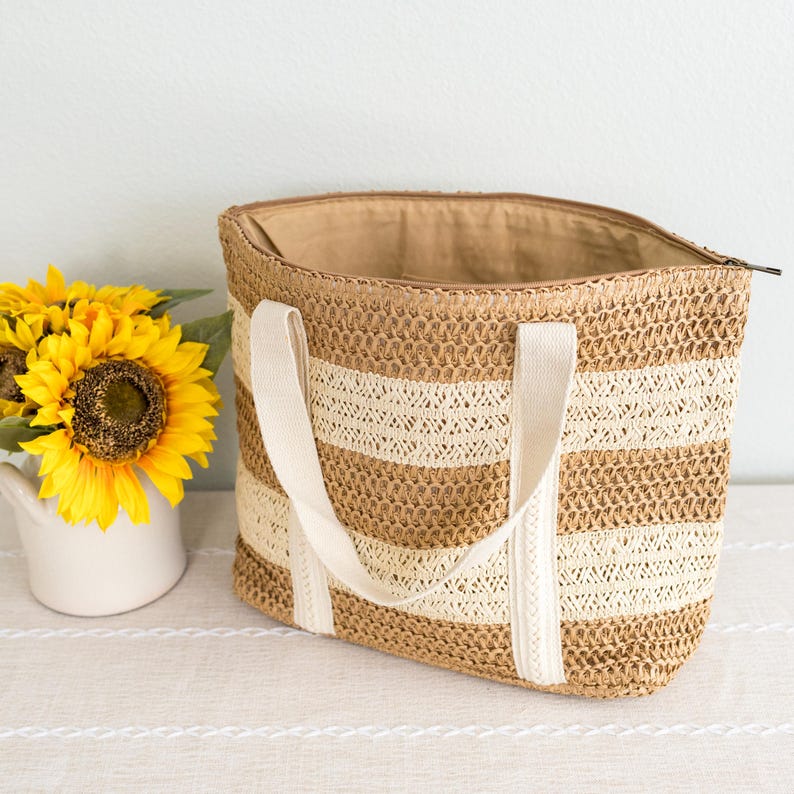 Customized Straw Beach Tote: Boho Woven Summer Handbag - Etsy