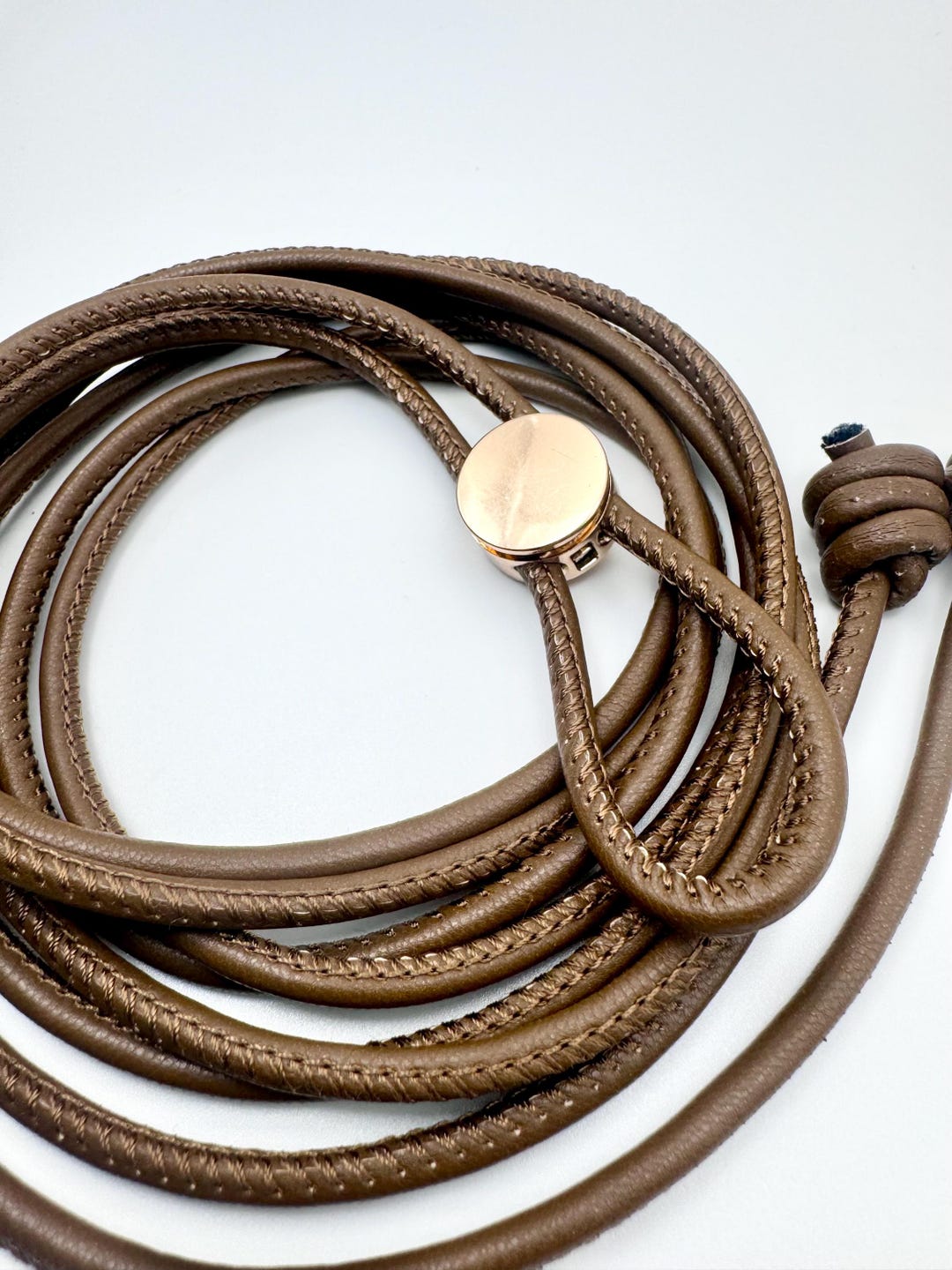 Tie-up Brown Rope Belt in Soft Leather and Gold Metal Hardware - Etsy