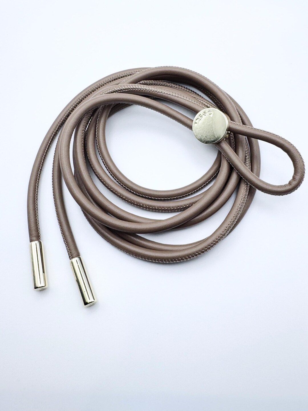 Tie-up Khaki Rope Belt in Soft Leather and Gold Metal Hardware - Etsy