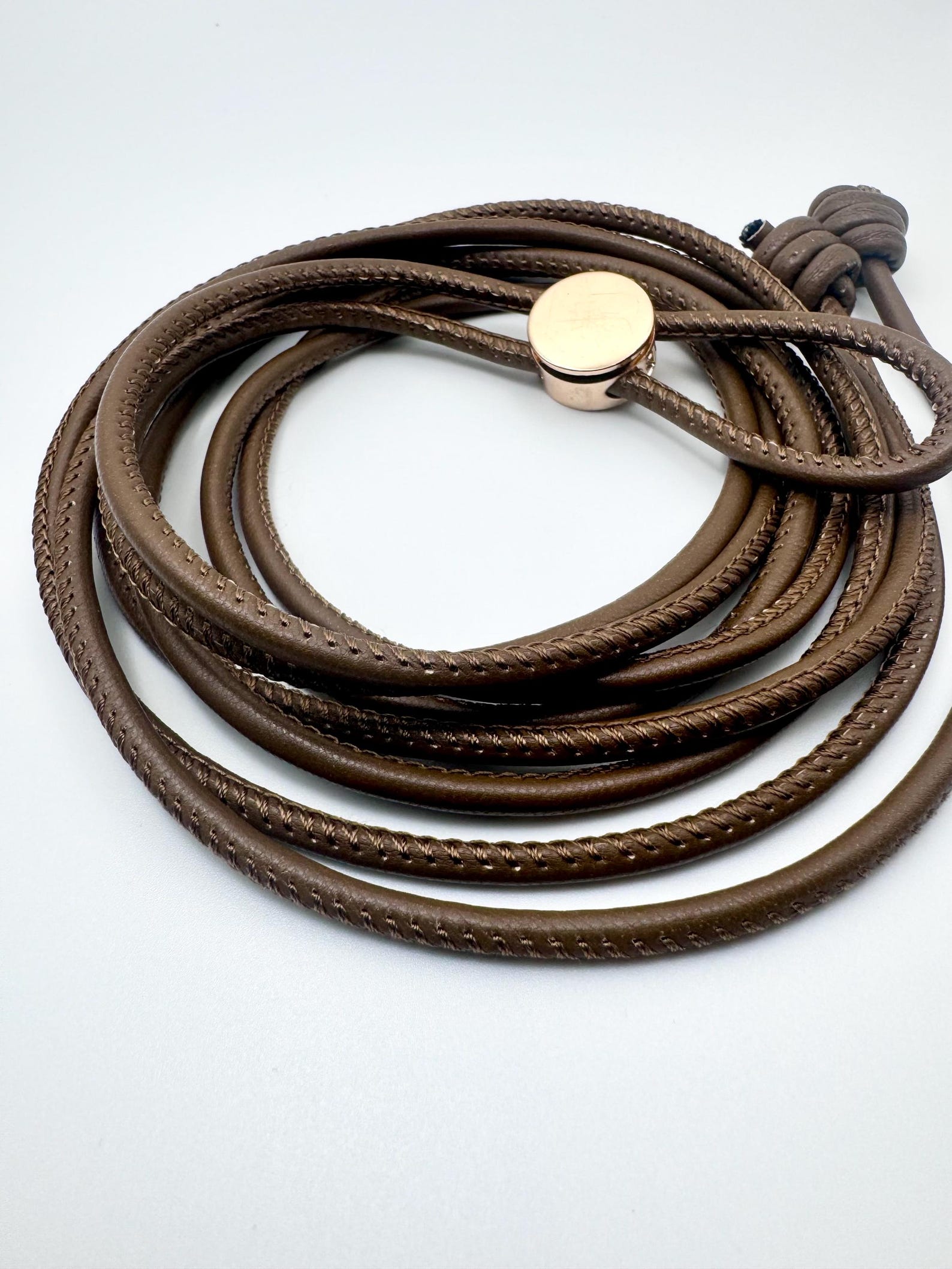 Tie-up Brown Rope Belt in Soft Leather and Gold Metal Hardware - Etsy