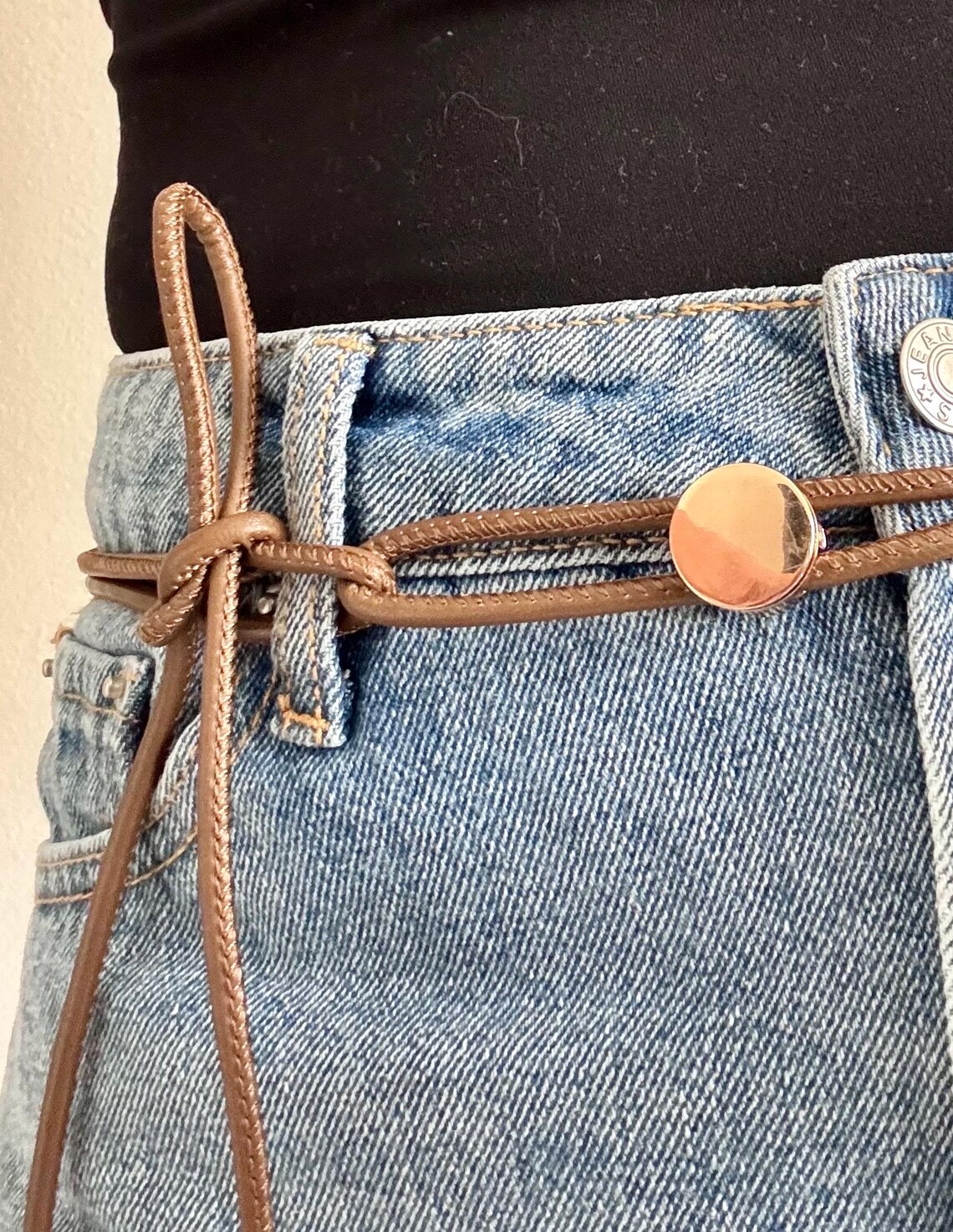 Tie-up Brown Rope Belt in Soft Leather and Gold Metal Hardware - Etsy