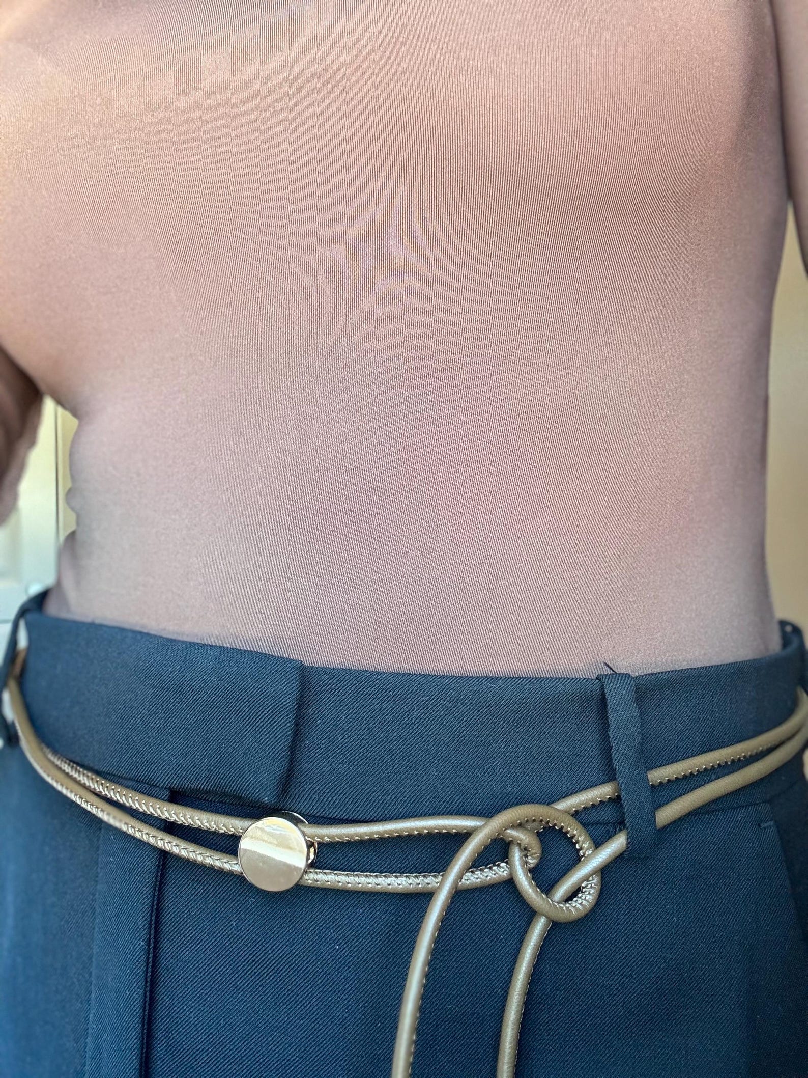 Tie-up Brown Rope Belt in Soft Leather and Gold Metal Hardware - Etsy