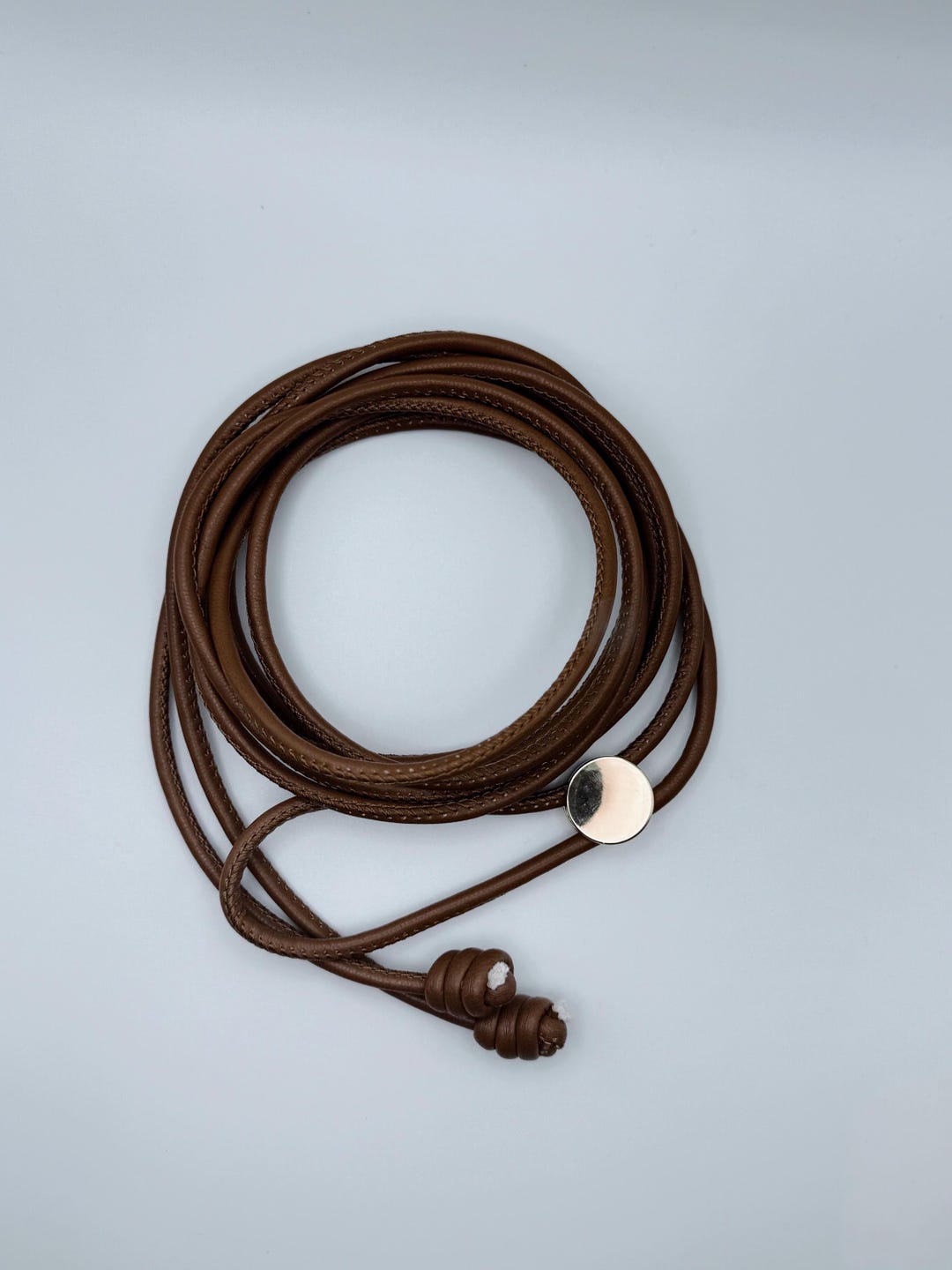 Tie-up Brown Rope Belt in Soft Leather and Gold Metal Hardware - Etsy