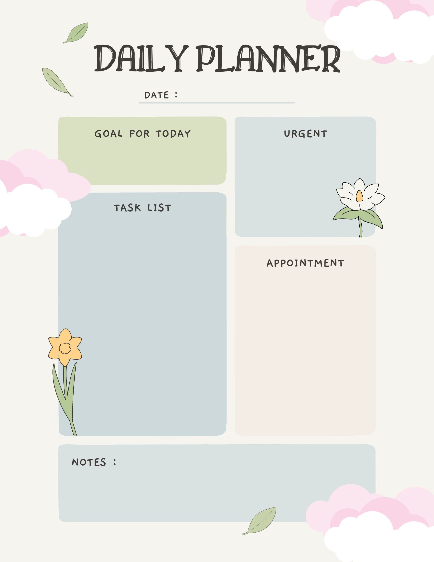 Printable Daily Planner, Printable Productivity Planner, Instant ...