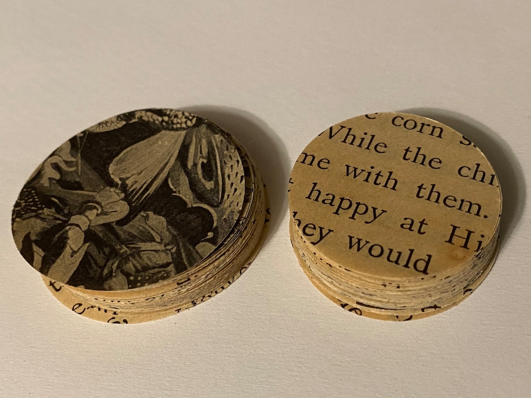 Ephemera Book Page Circles and Hearts - Etsy