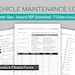 Vehicle Maintenance Form | Printable & Fillable PDF | Maintenance Log ...