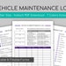 Vehicle Maintenance Form | Printable & Fillable PDF | Maintenance Log ...