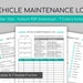 Vehicle Maintenance Form | Printable & Fillable PDF | Maintenance Log ...
