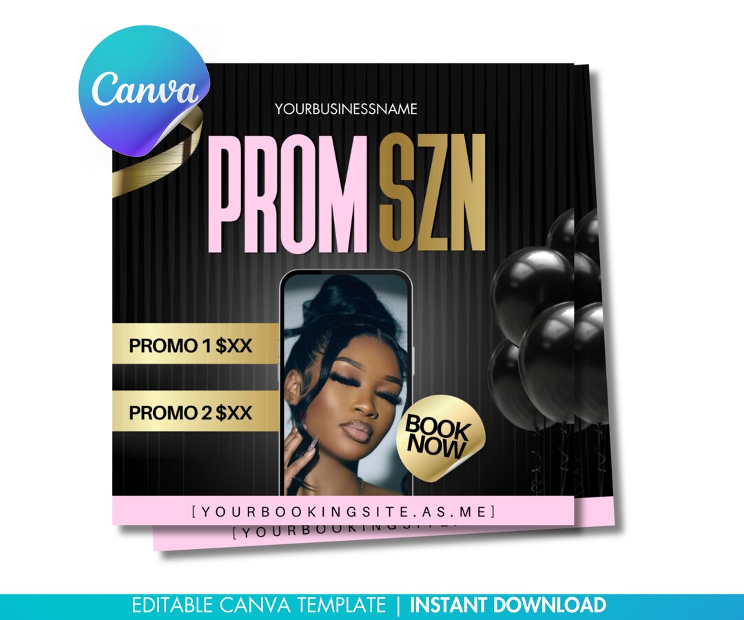 Prom Sale Flyer, Prom Booking Flyer | MUA, Hair, Lashes, Nails Prom ...