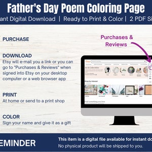 Father's Day Poem Printable | Father's Day Coloring Page | DIY Father's ...