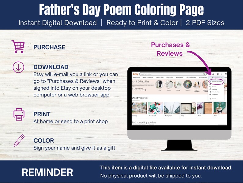 Father's Day Poem Printable | Father's Day Coloring Page | DIY Father's ...