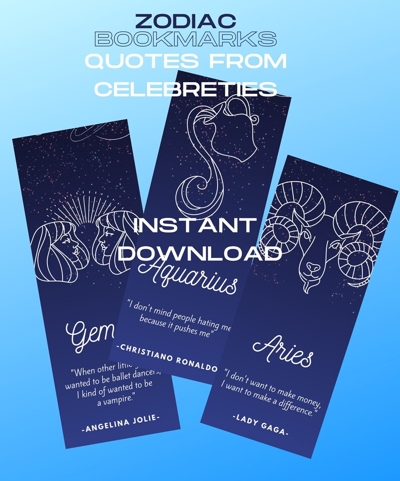 Printable Bookmarks Zodiac Bookmarks Book Lover Gift Astrology - Etsy