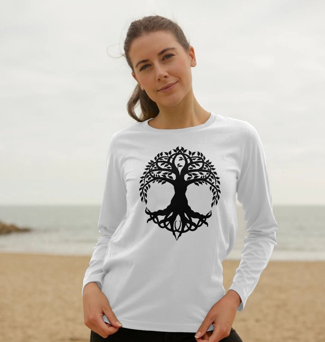 Sustainable Organic Cotton Tree of Life Long Sleeve Women's T-shirt Eco ...