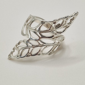 Silver Leaf Wrap Ring Sterling Silver 925 Gift for Her Statement Ring Handmade Silver Ring Leaf ...