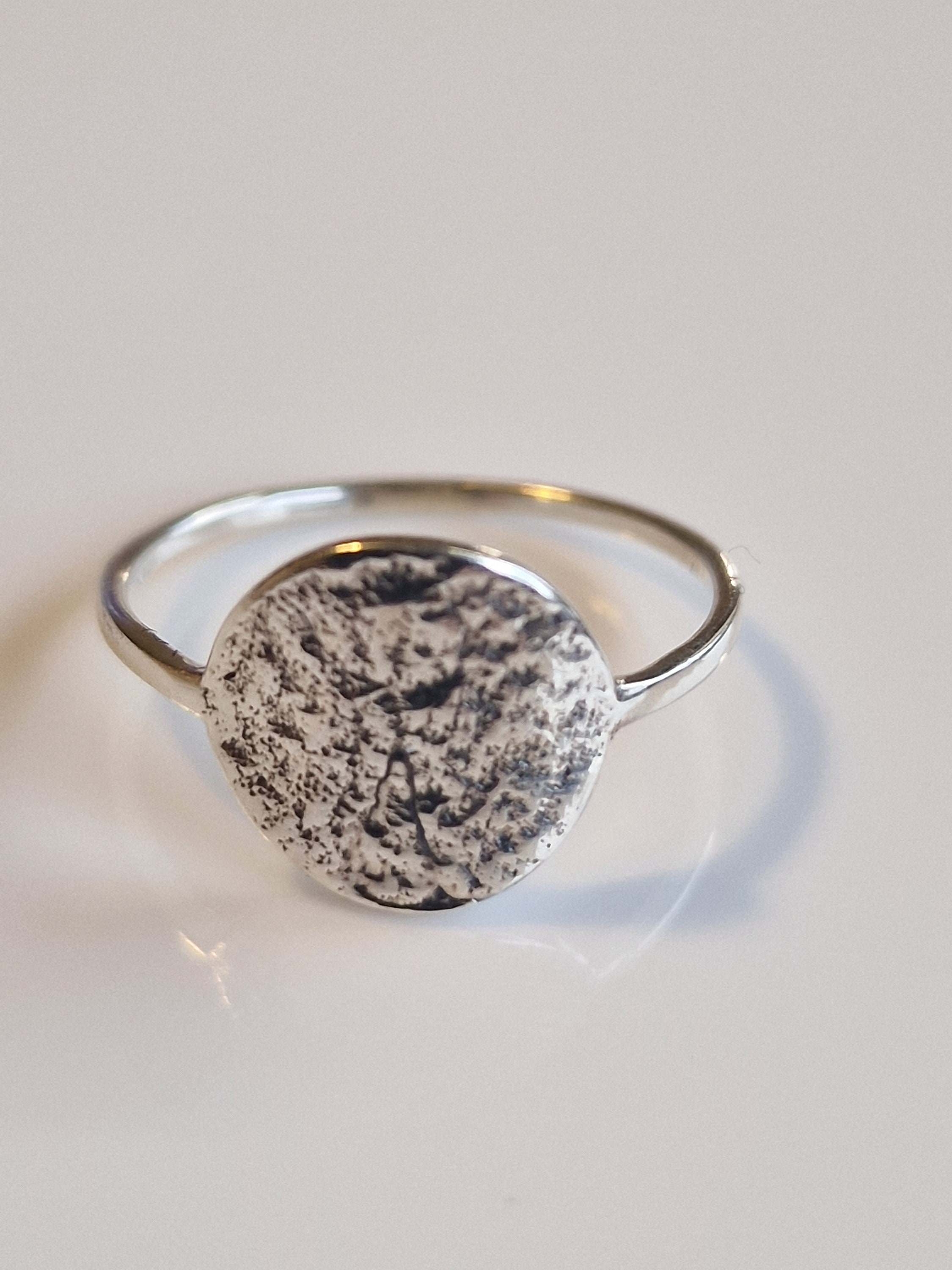 Silver Textured Ring Circle Ring Hammered Ring Sterling Silver - Etsy ...