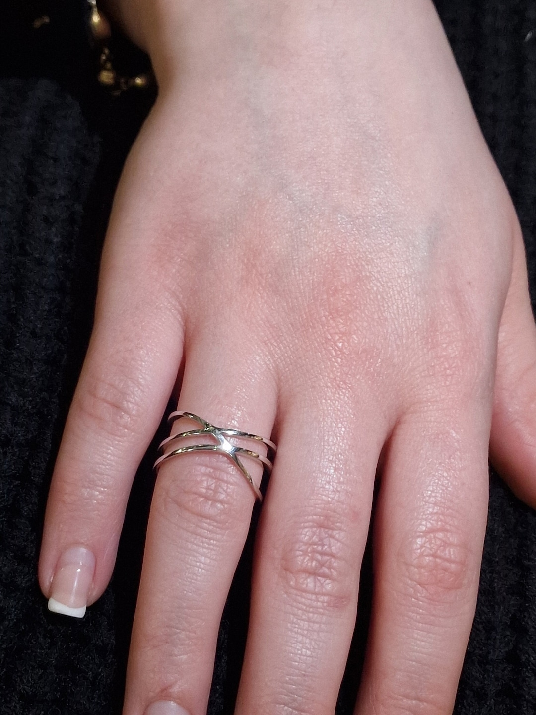 Silver Crossover Ring Sterling Silver 925 Statement Ring Gift for Her ...