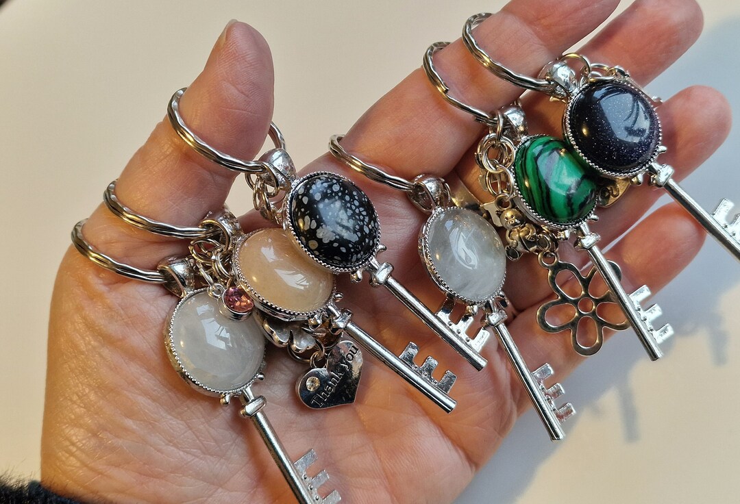 Personalised Lucky Crystal Key Chain Handmade Custom Key Ring Witchy ...