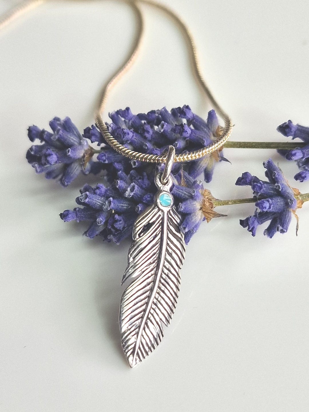 Sterling Silver Feather Pendant: Native American Style Necklace - Etsy