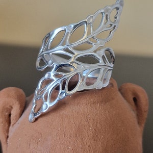 Silver Leaf Wrap Ring Sterling Silver 925 Gift for Her Statement Ring Handmade Silver Ring Leaf ...