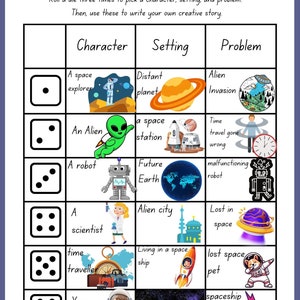 Creative Writing Worksheets: Roll a Story, Fantasy, Science Fiction ...