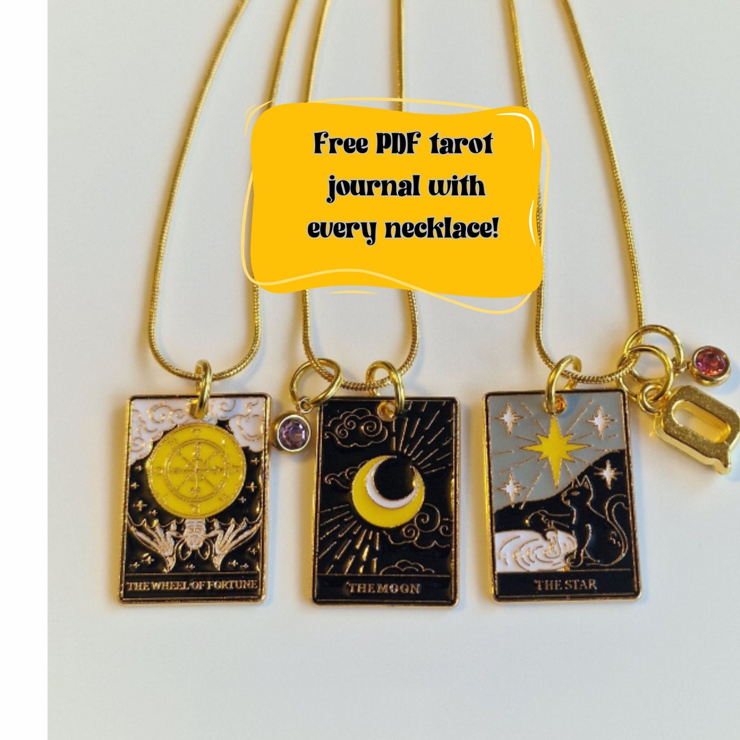 Personalised Tarot Card Pendants Black and Gold Tarot Card Necklace ...