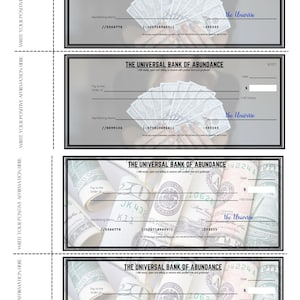Abundance Cheques: Law of Attraction Manifestation Printable (PDF) - Etsy