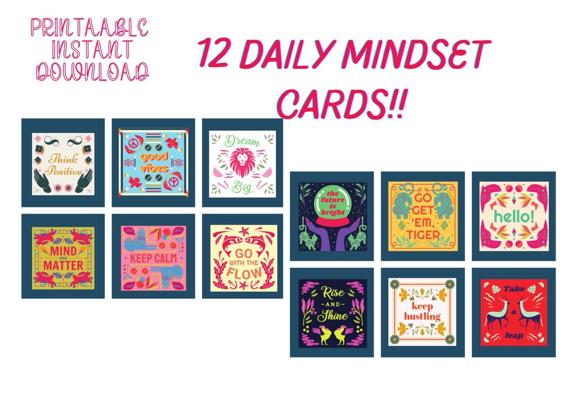 Inspirational Mindset Cards: Printable Affirmations for Mental Health ...