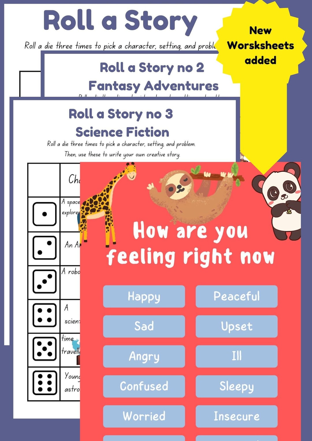 Creative Writing Worksheets: Roll a Story, Fantasy, Science Fiction ...