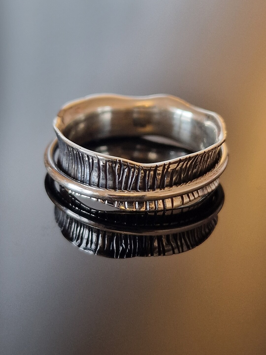 Handmade Sterling Silver Fidget Ring: Unisex Anxiety Worry Ring - Etsy