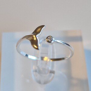 Silver Whale Tail Open Ring in Sterling Silver With Zerconia Adjustable ...
